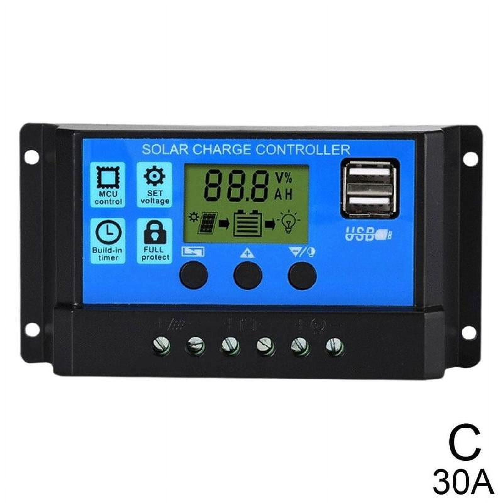 Solar Panel 10/20/30A Battery Charge Controller LCD RegulatorS 12V/24V ...