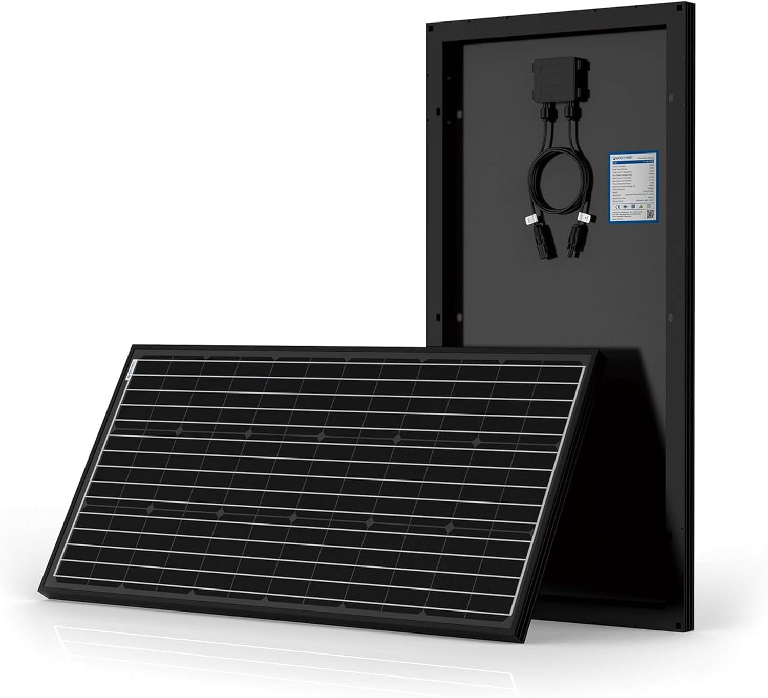 Solar Panel 100 Watt 12 Volt, Black Monocrystalline 100W Solar Panel ...