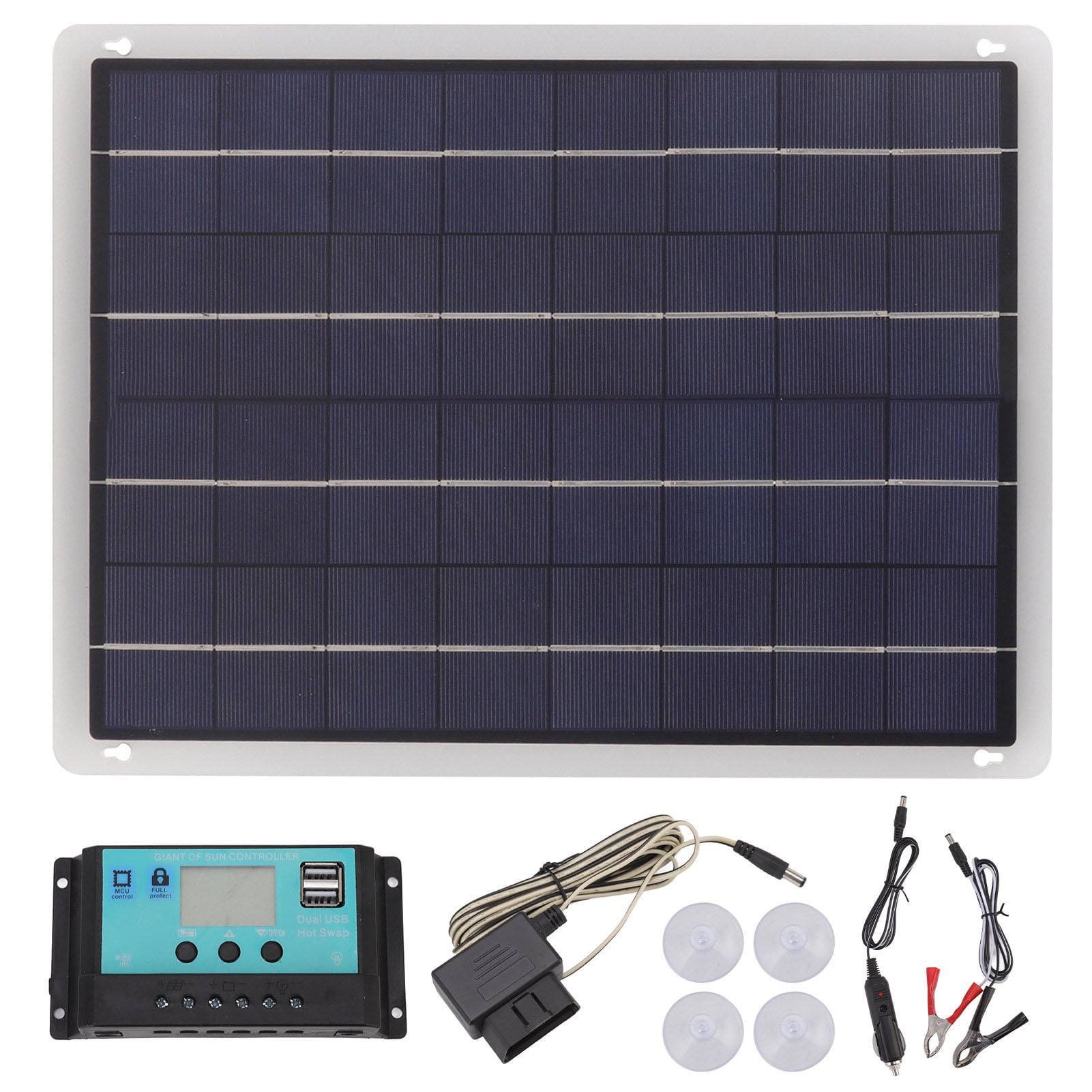 Solar Panel Battery Charger Kit 20W Monocrystalline Silicon Solar Panel ...