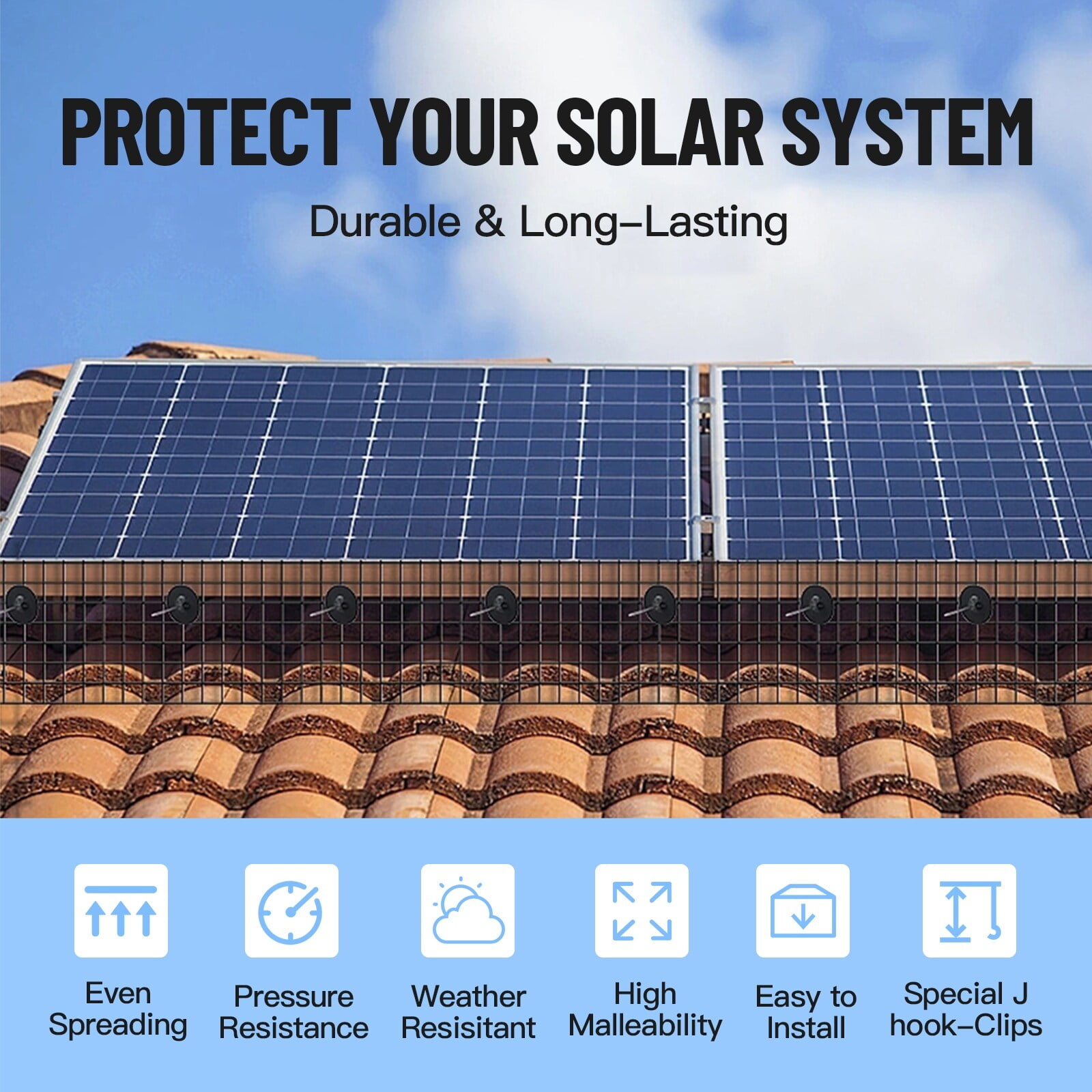 Solar Panel Bird Guard with Rust-Proof PVC Coating 6Inch x 120ft 60 ...