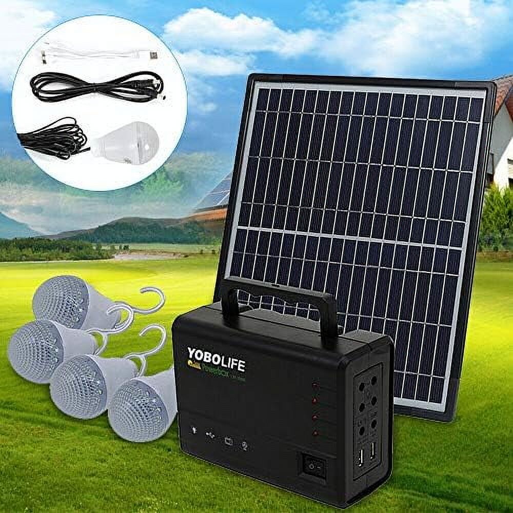 Solar Panel Bulb Power Lighting Kit Home System Power Storage Generator ...