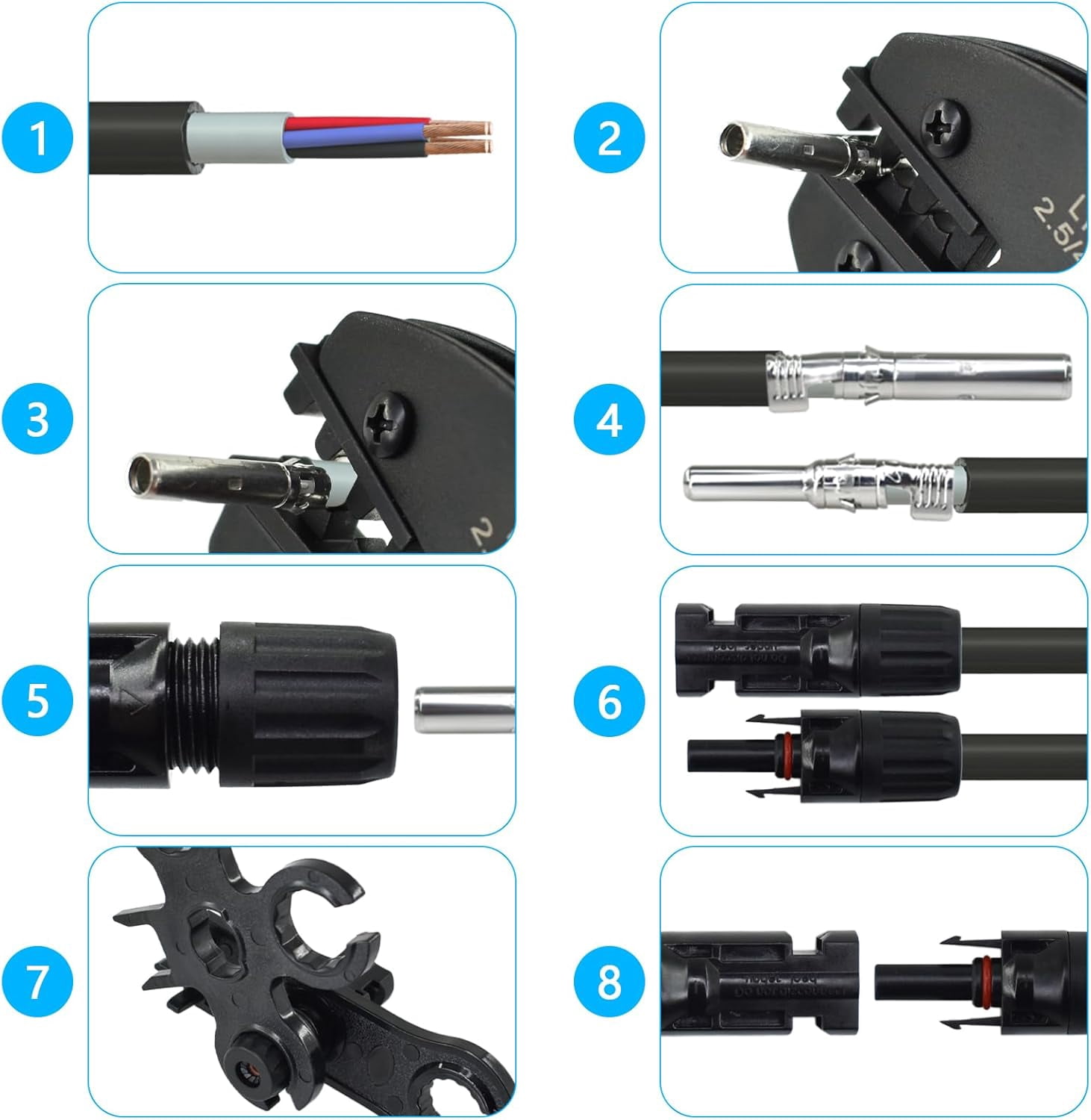 Solar Panel Cable Crimping Connectors Tool Kit, Including Solar Crimper ...