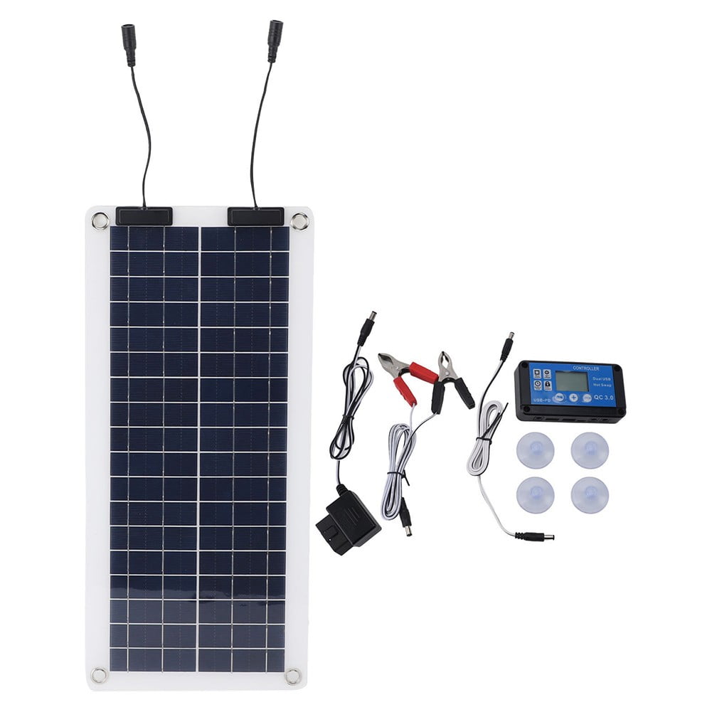 Solar Panel Car Battery Charger 30W Portable Solar Charging Kit for Boat RV Car - Walmart.com