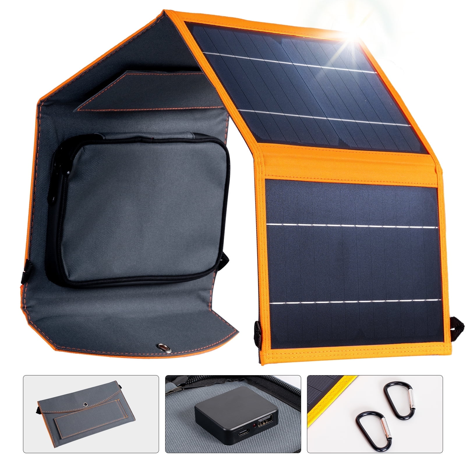 Solar Panel Charger 30W Portable Solar Panels with USB and TYPE-C Ports ...