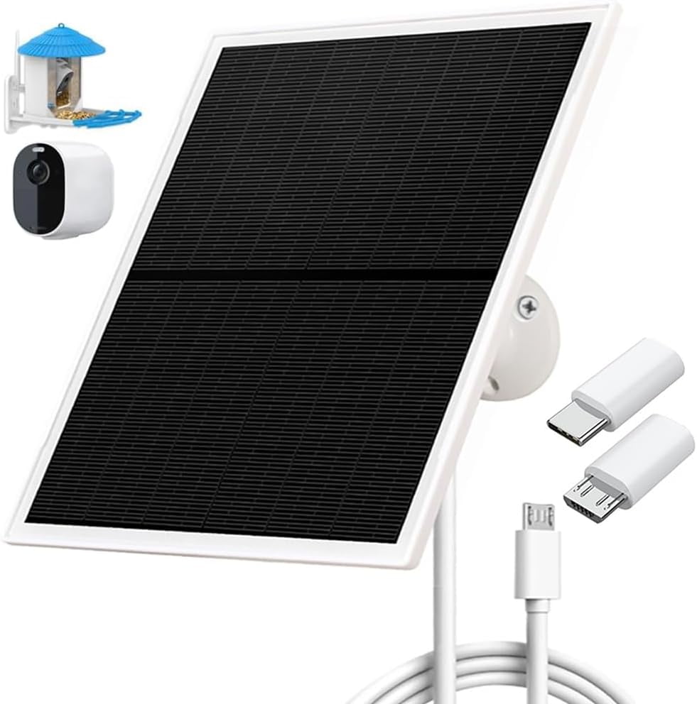 Solar Panel Charger for Outdoor Security Cameras -10W, DC 5V Compatible ...