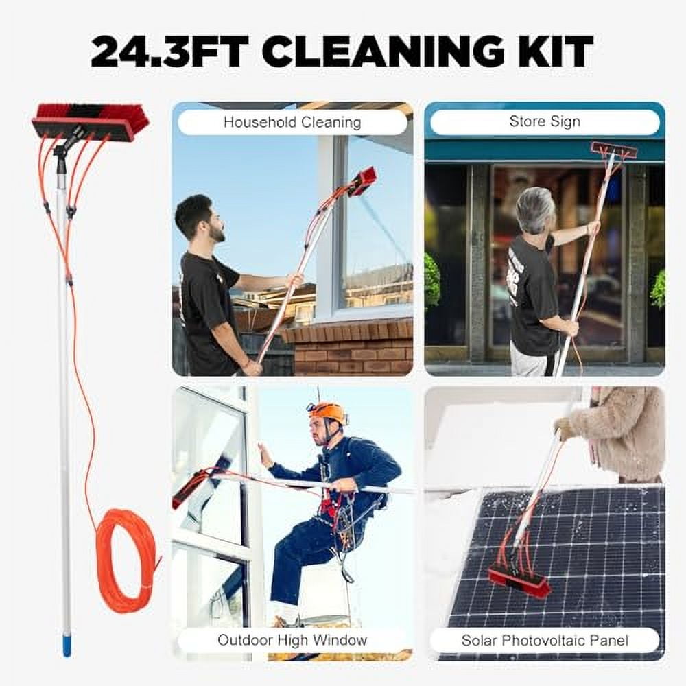 Solar Panel Cleaning Brush - 26ft Long Handle Window Cleaner Tool with ...