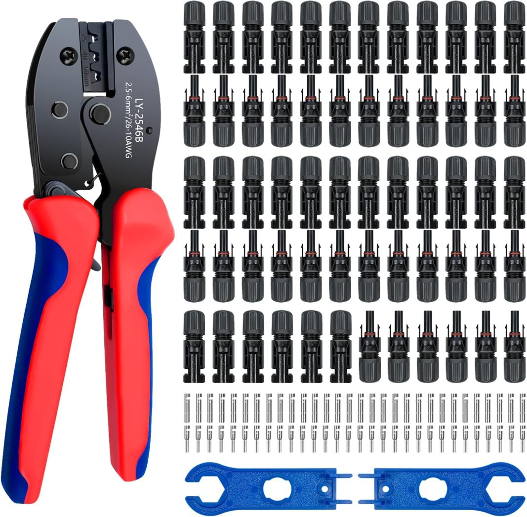 Solar Panel Connector, 60PCS Solar Crimper Tool Kit for Connecting ...