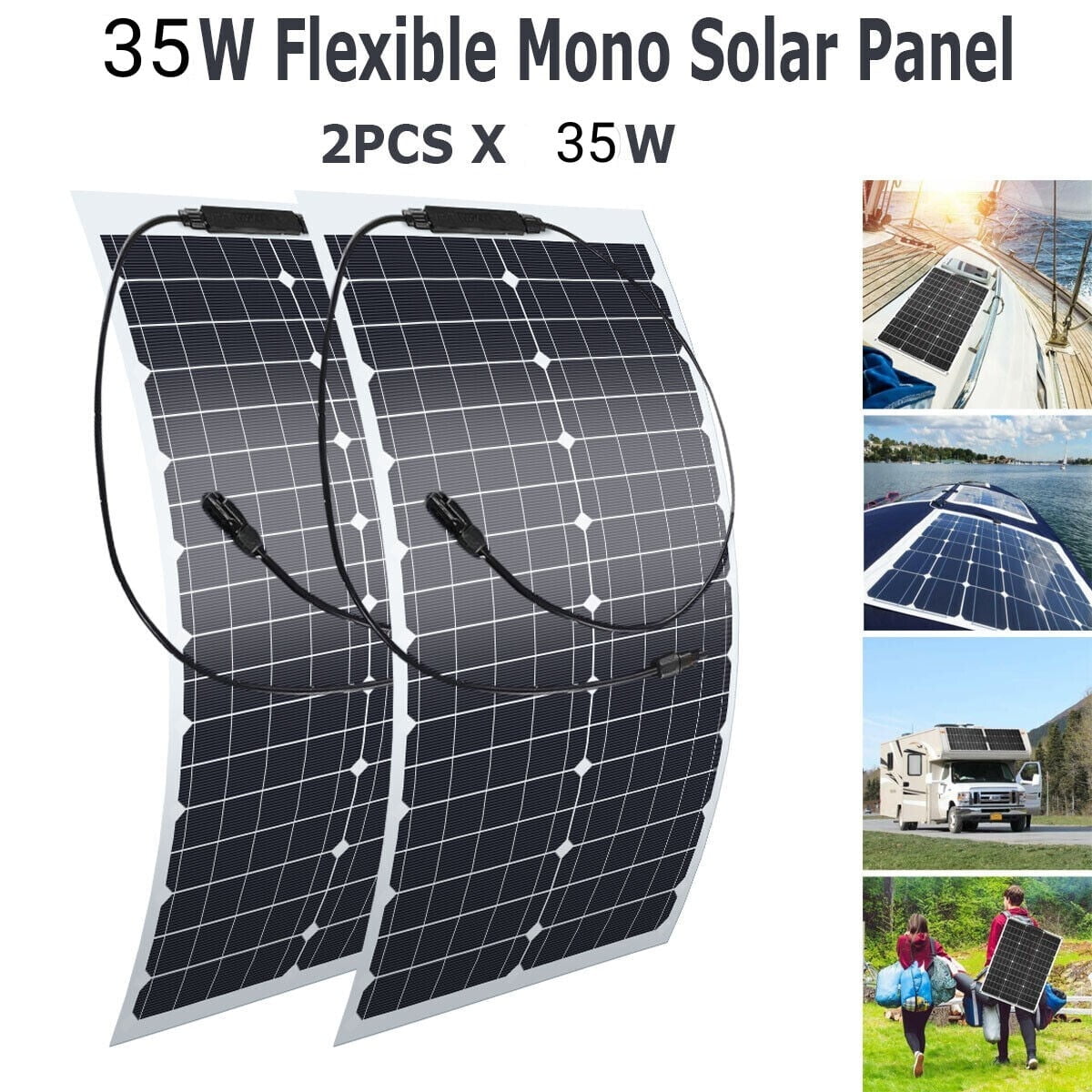 Solar Panel,DFITO 35W 18V Flexible Monocrystalline Bendable Solar ...