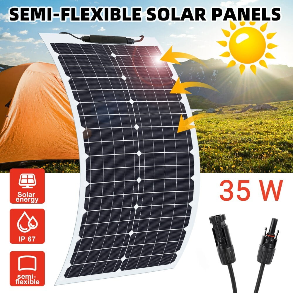 Solar Panel,DFITO 35W 18V Flexible Monocrystalline Bendable Solar ...