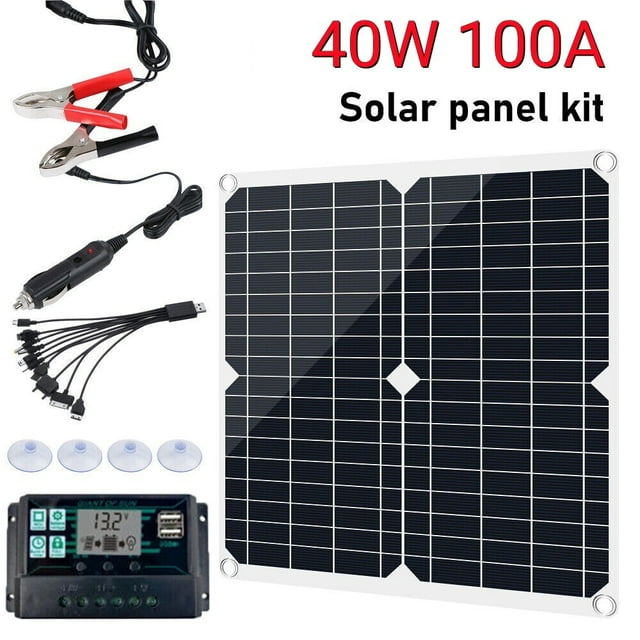 DFITO 40W Solar Panel Kit, 100A 12V Charger with Controller for Car, RV ...