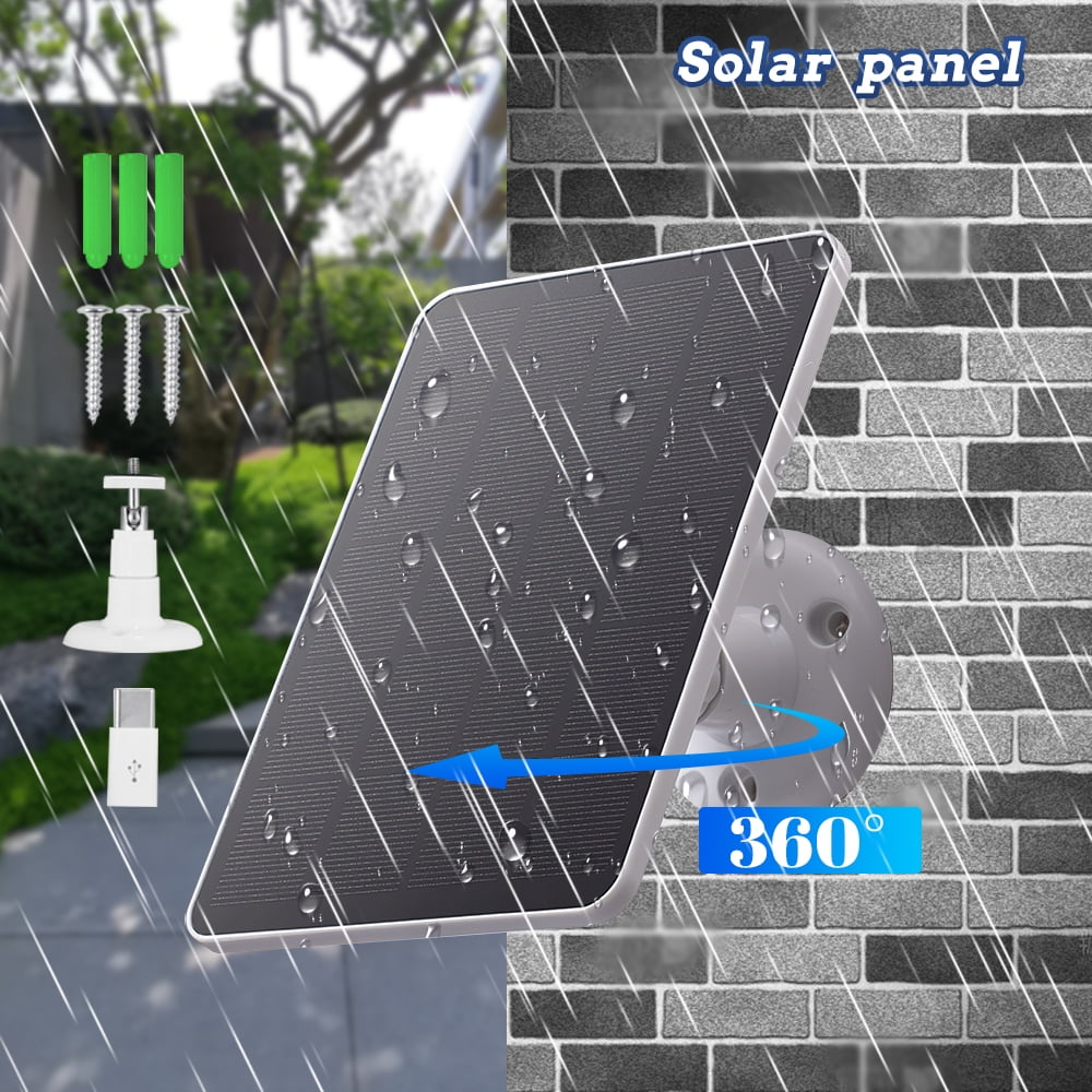 Solar Panel,DFITO 4W Camera Solar Panel with Micro USB & USB-C Port ...