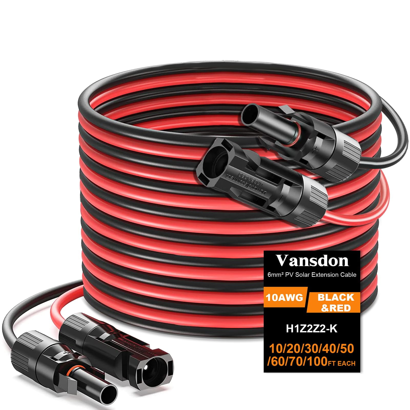 Solar Panel Extension Cable 40FT 10AWG, 6mm² Solar Extension Cable Wire ...