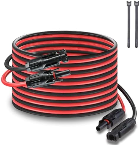 Solar Panel Extension Cable, Solar Connector 20FT 12AWG Waterproof ...