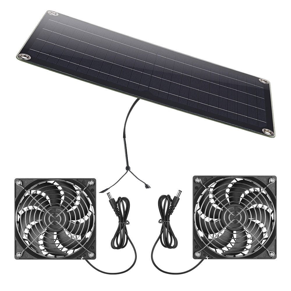 Solar Panel Fan Kit, 10W Weatherproof Dual Fan with 11Ft/3.5m Cable for ...