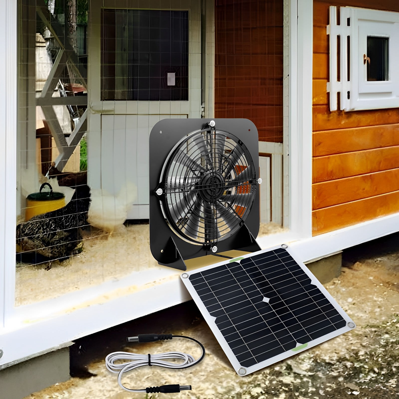 Solar Panel Fan Kit 13.5inch 100W Waterproof Solar Powered Exhaust Fan ...
