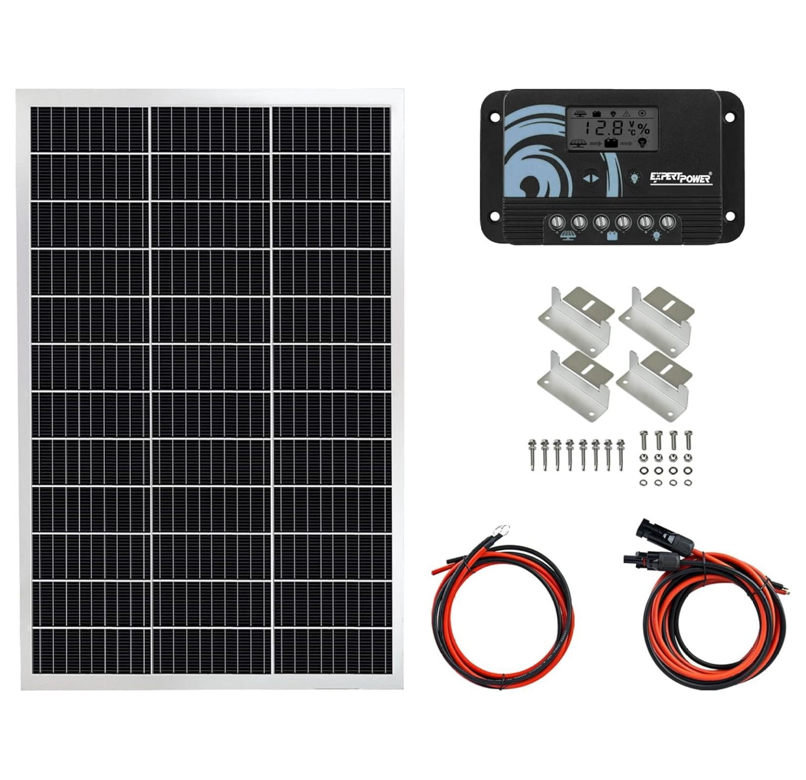 Solar Panel Kit | 100-watt 12-Volt Mono Solar Panel + 10A 12V/24V Solar ...