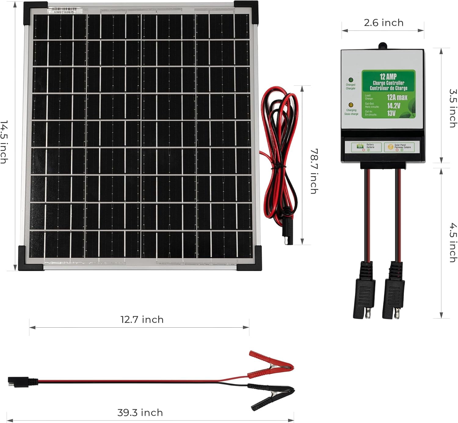 Solar Panel Kit 20W 12V, Solar Battery Charger Maintainer + Solar ...