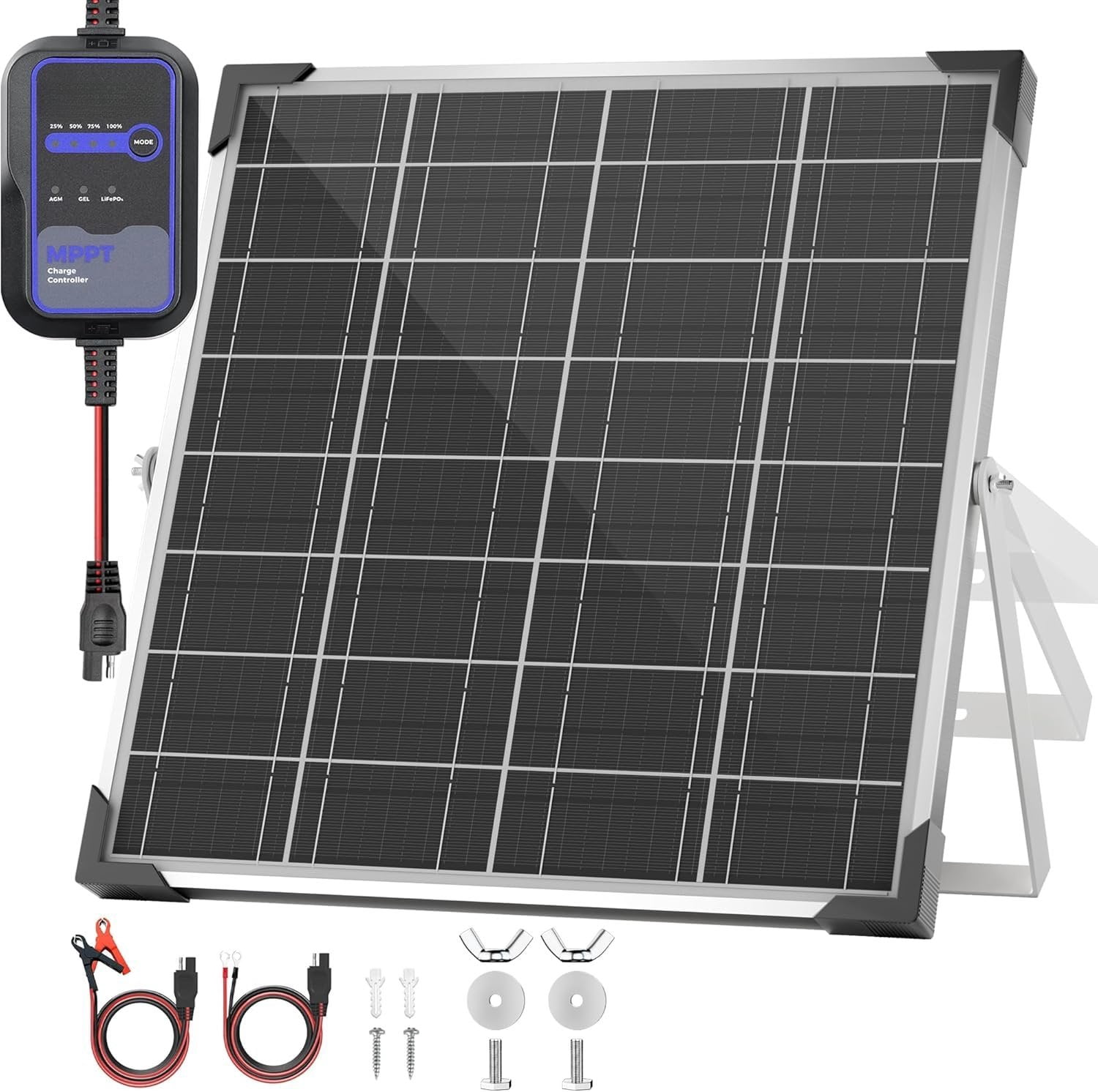 Solar Panel Kit 20W 12V with MPPT Controller, Solar Trickle Maintainer ...