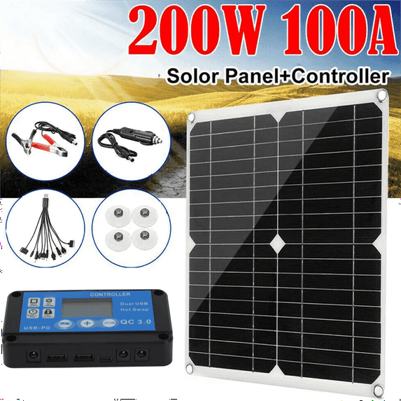 Ldyso 200W Monocrystalline Solar Panel Kit with 18V 100A Charge ...