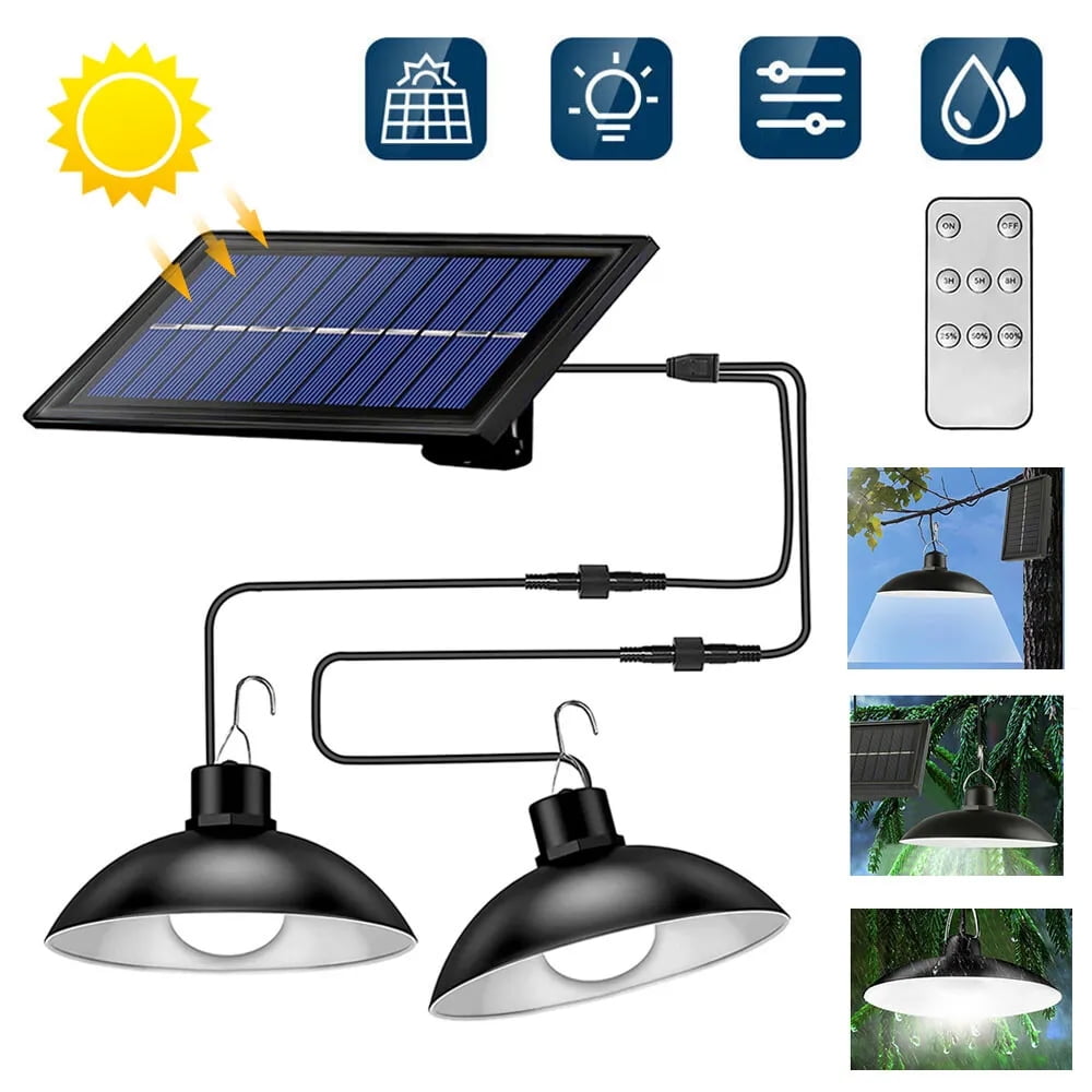 Solar Panel LED Shed Light, Energy-Efficient Barn Pendant for Yard ...