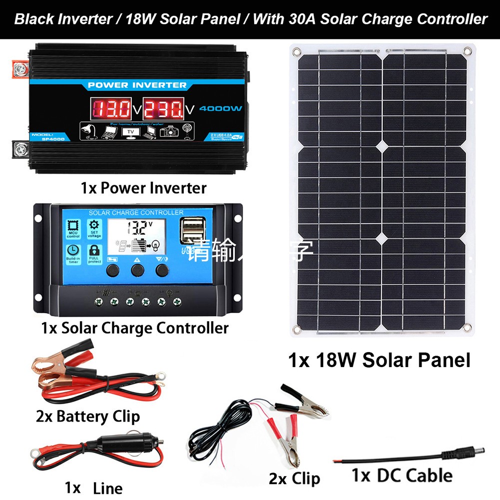 Solar Panel Modified Sine Wave 12V To 220V Solar Power System 18V Solar ...