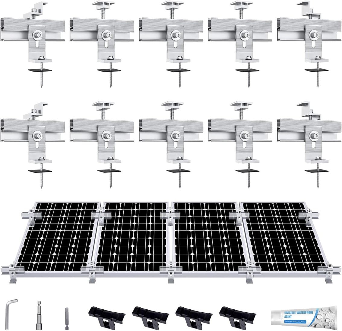 Solar Panel Mounting Bracket Kit, 10Pcs Solar Panel Mount for 1-4pcs ...