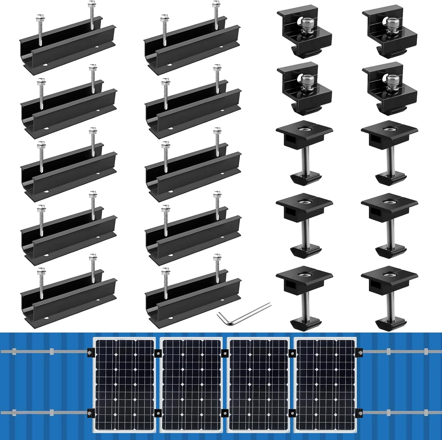 Solar Panel Mounting Brackets, Included 10 x 4.72 in Rails + 4 end ...