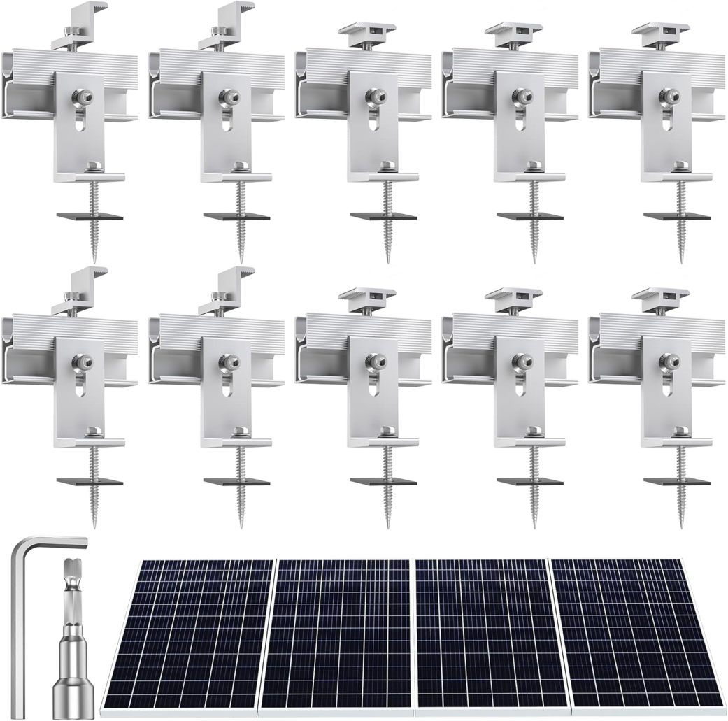 Solar Panel Mounting Brackets Kit 10Pcs Solar Roof Mount Kit for 1-4 ...
