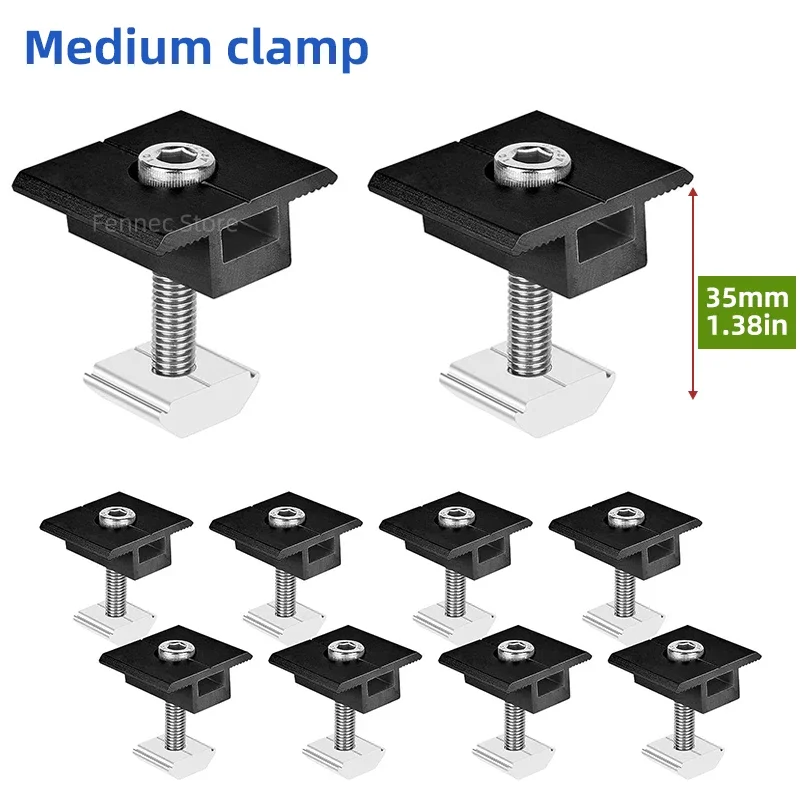 Solar Panel Mounting Fixing Clamp Adjustable Bracket End & Mid Clamp PV ...