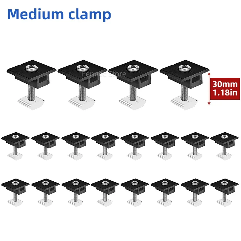 Solar Panel Mounting Fixing Clamp Adjustable Bracket End & Mid Clamp PV Panel Clip for Solar ...