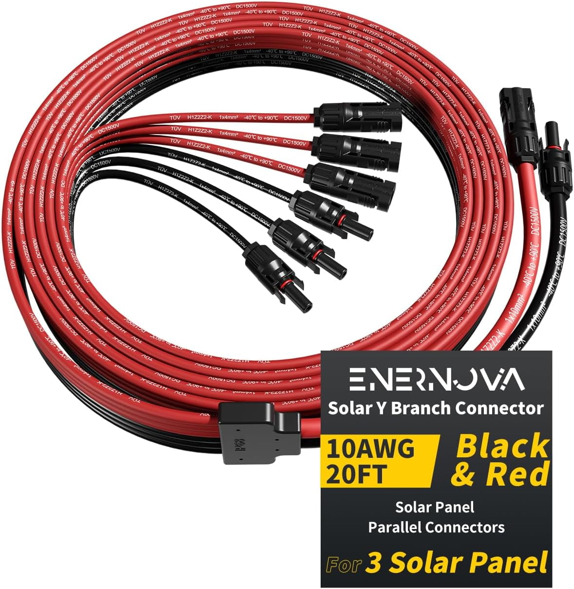 Solar Panel Parallel Connectors for 3 Solar Panels, 20FT IP68 ...