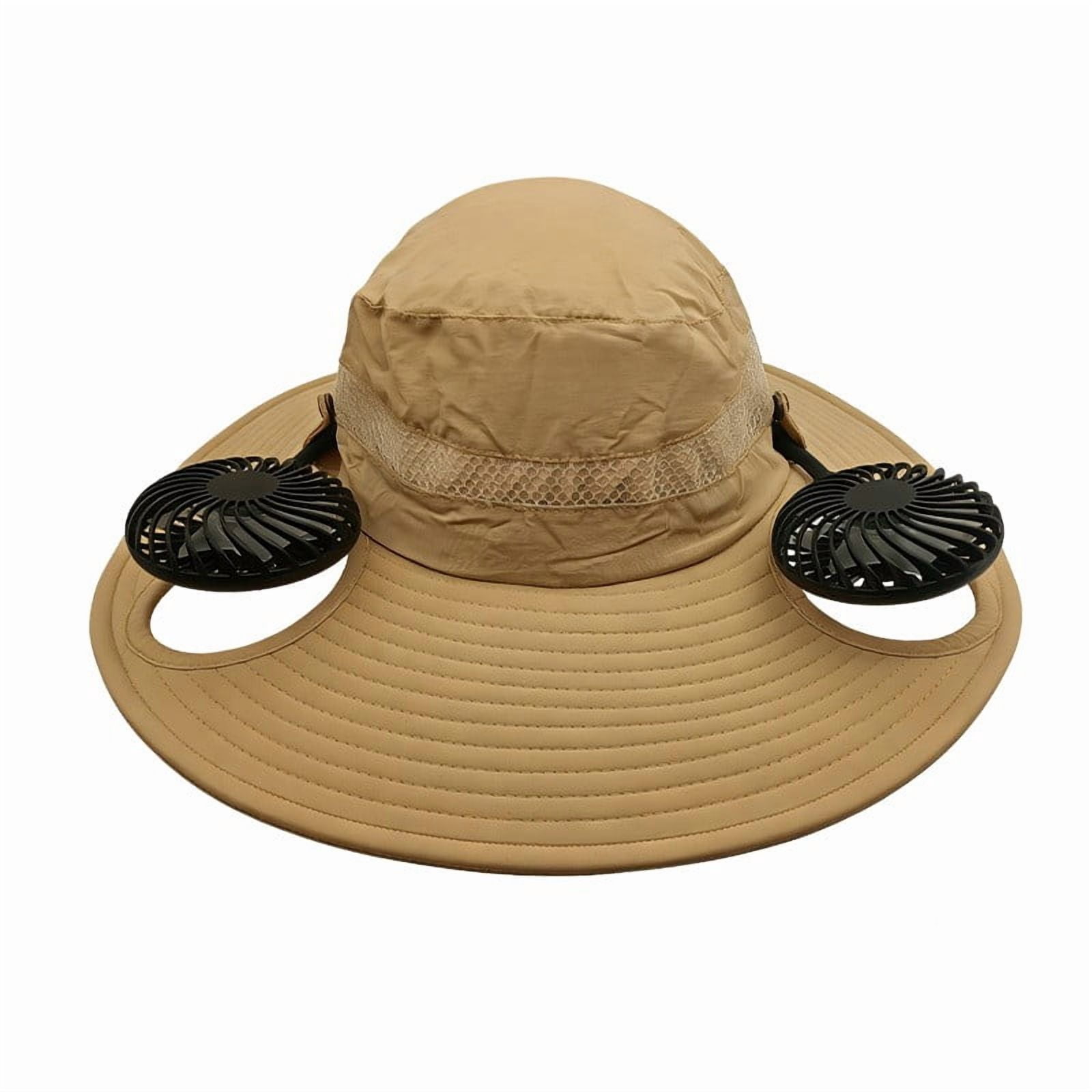 Solar Panel Powered Fan Built in Wide Brim Outdoor Fishing Hat USB ...