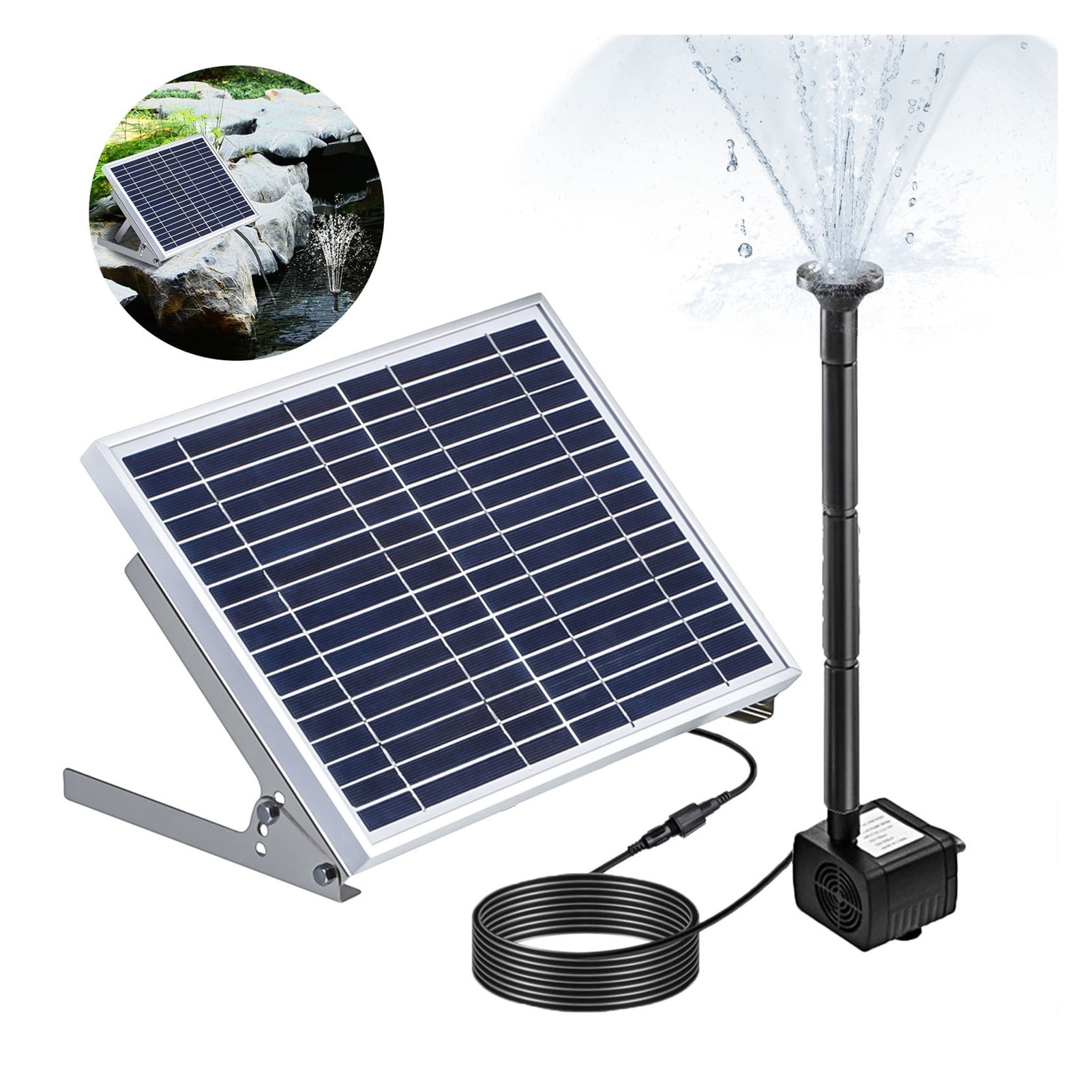 Solar Panel Powered Water Fountain Pool Pond Garden Water Sprinkler ...