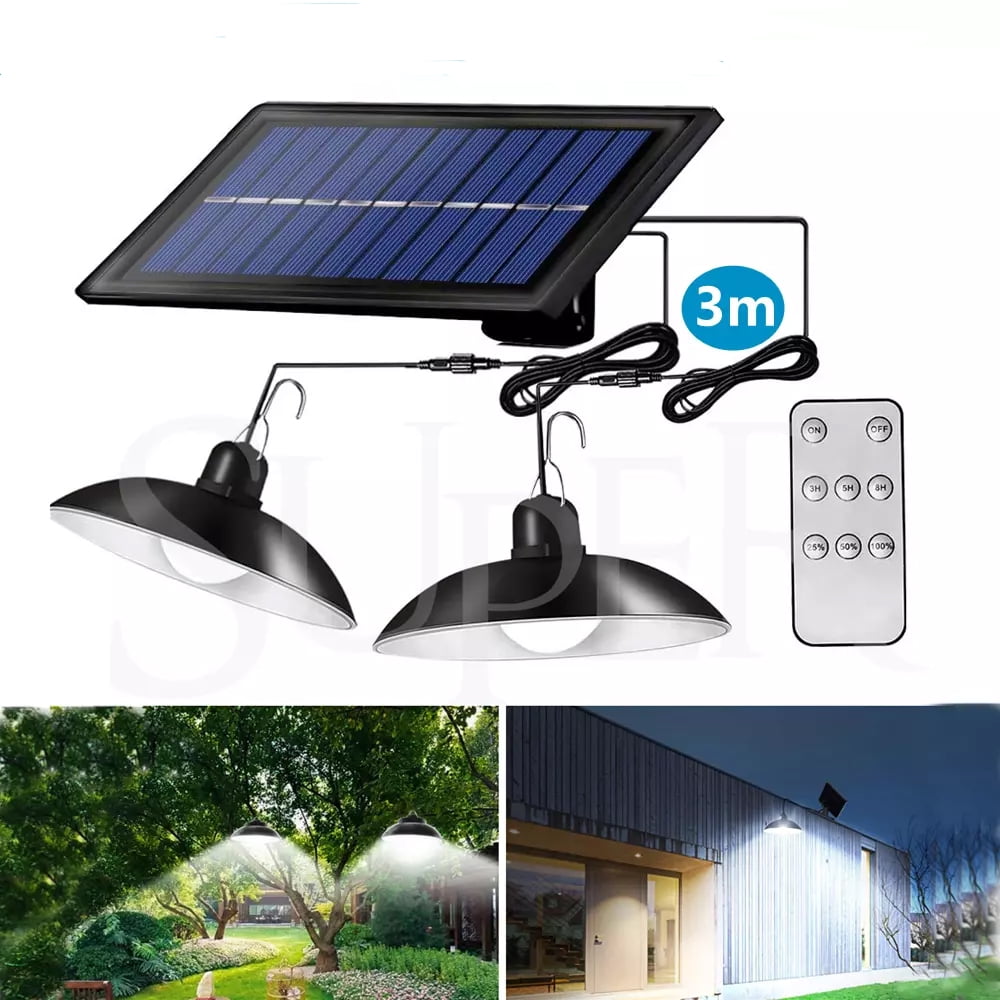 Solar Panel Shed Lights LED Barn Pendant Home Yard Chicken Coop Garage ...
