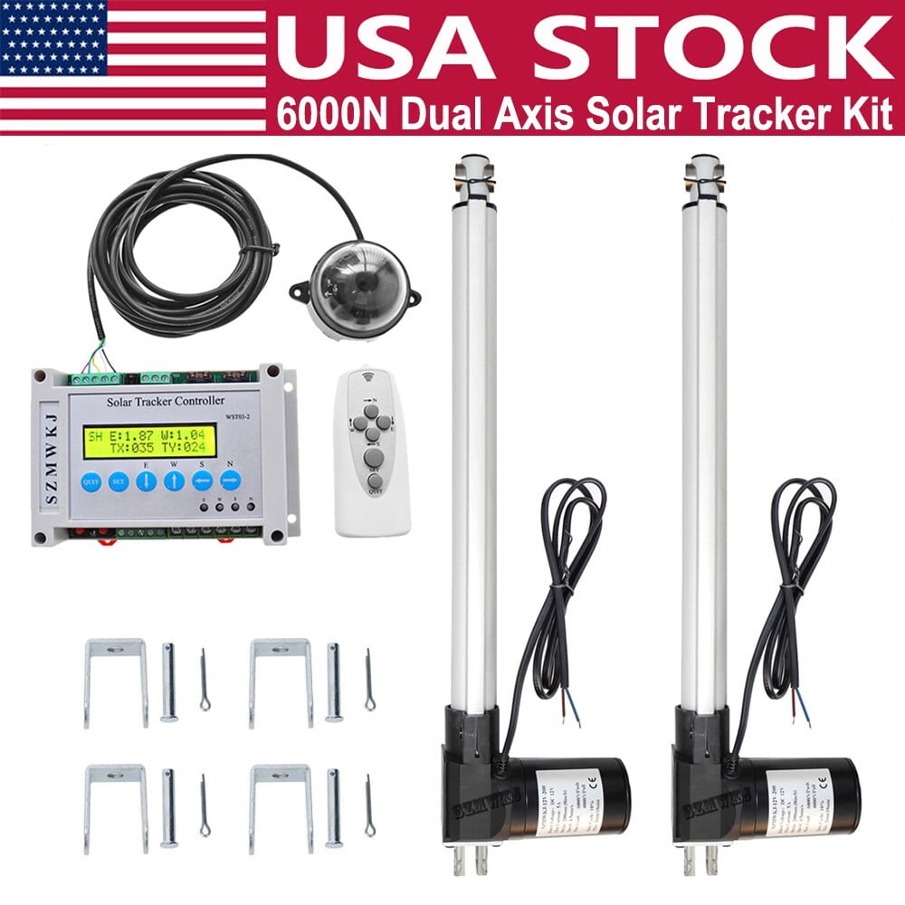 Solar Panel Tracker Dual Axis W/ LCD Controller W/ 2X18" 6000N Linear ...