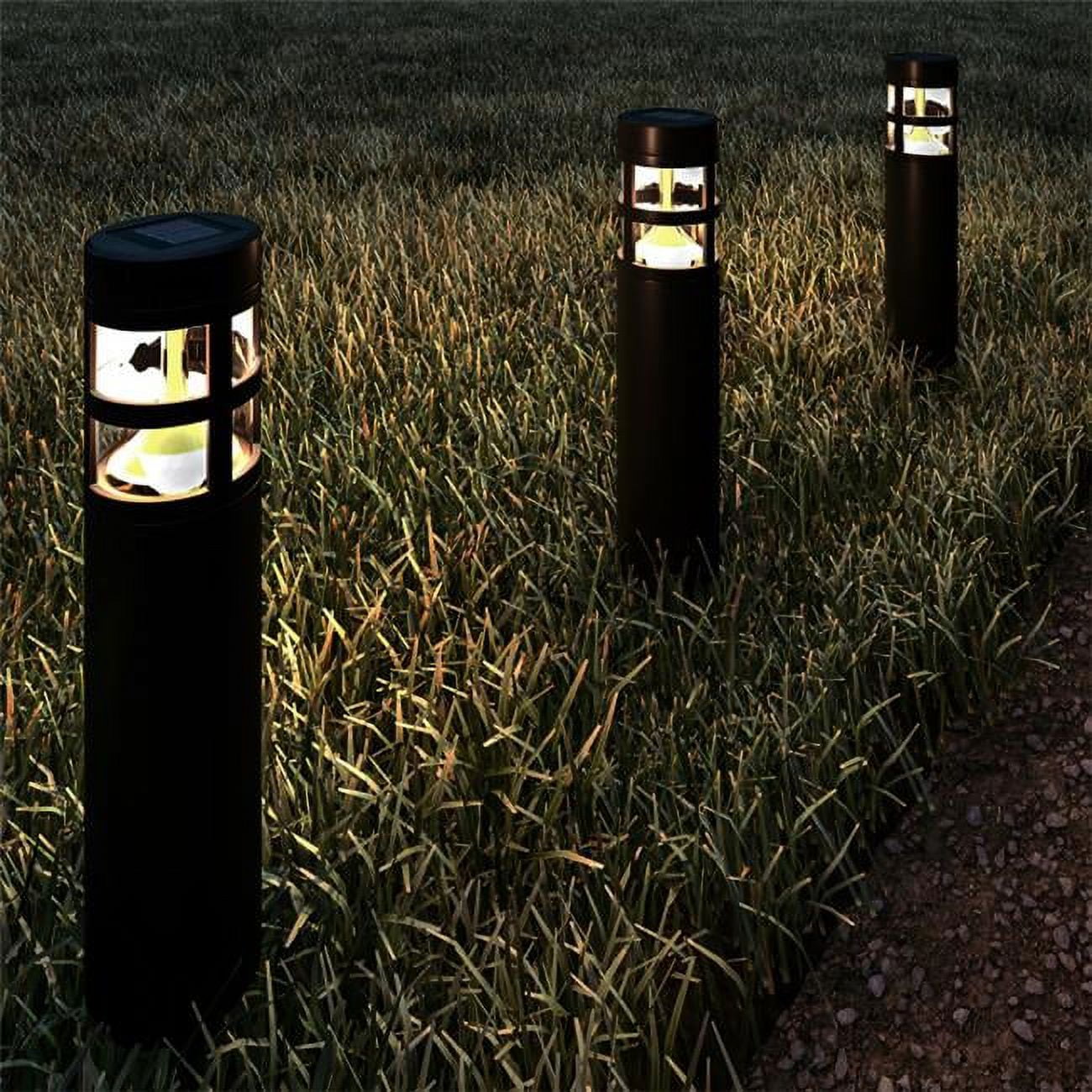 Solar Path Bollard 15.4 in. Outdoor Stake Lighting for Garden - Black ...