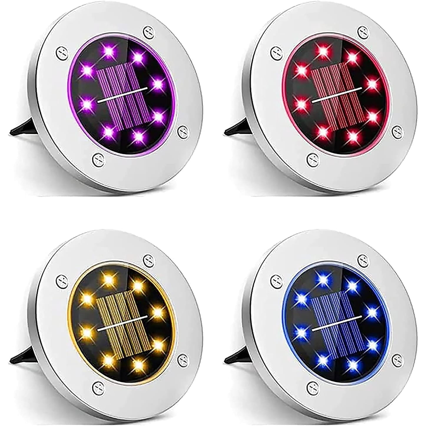 Solar Pathway Ground Lights Outdoor Waterproof Colorful 4PCS - Walmart.com