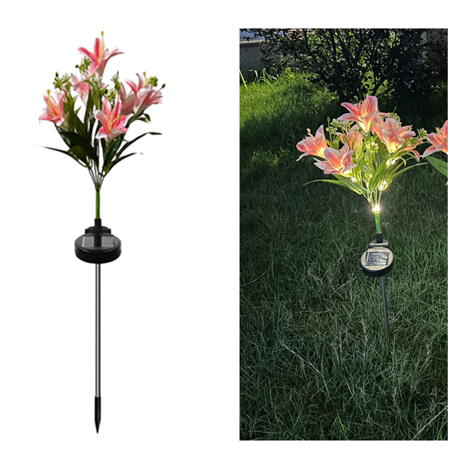 Solar Pathway Light, 7-Head Lily Bulb Luminaires, Weatherproof Outdoor ...