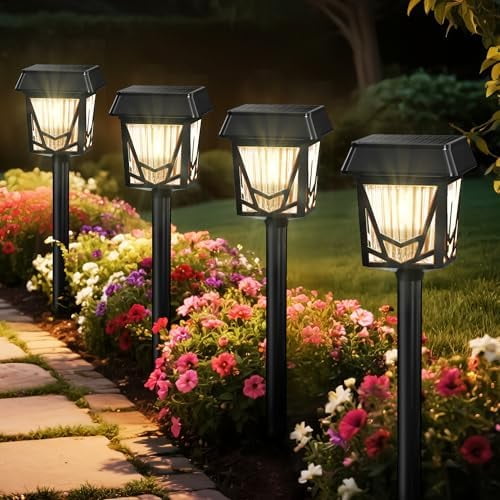 Solar Pathway Light, USB-C Rechargable, 36H Long Lasting, 6 Pack 2X ...