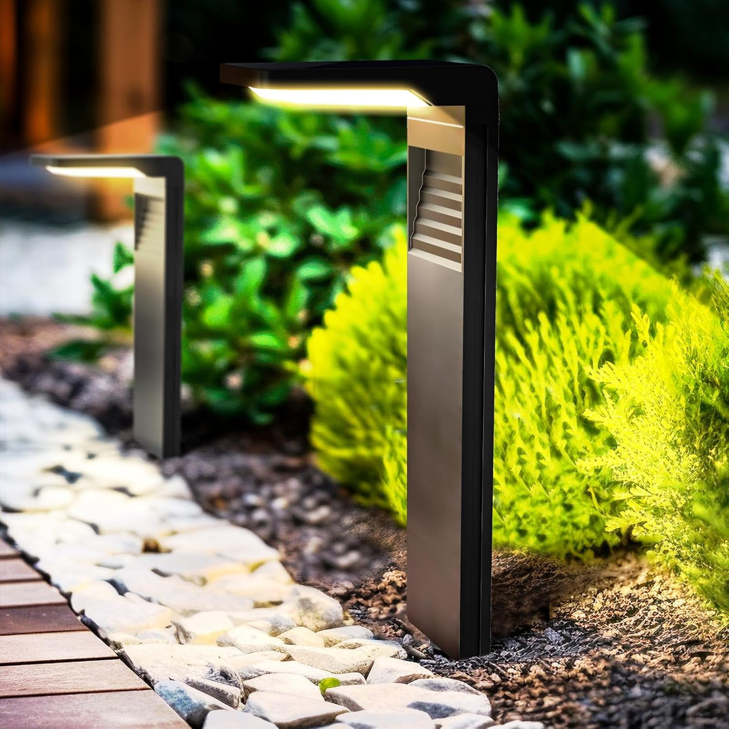 Solar Pathway Lights, 2 Pack LED Solar Lights Outdoor Waterproof ...