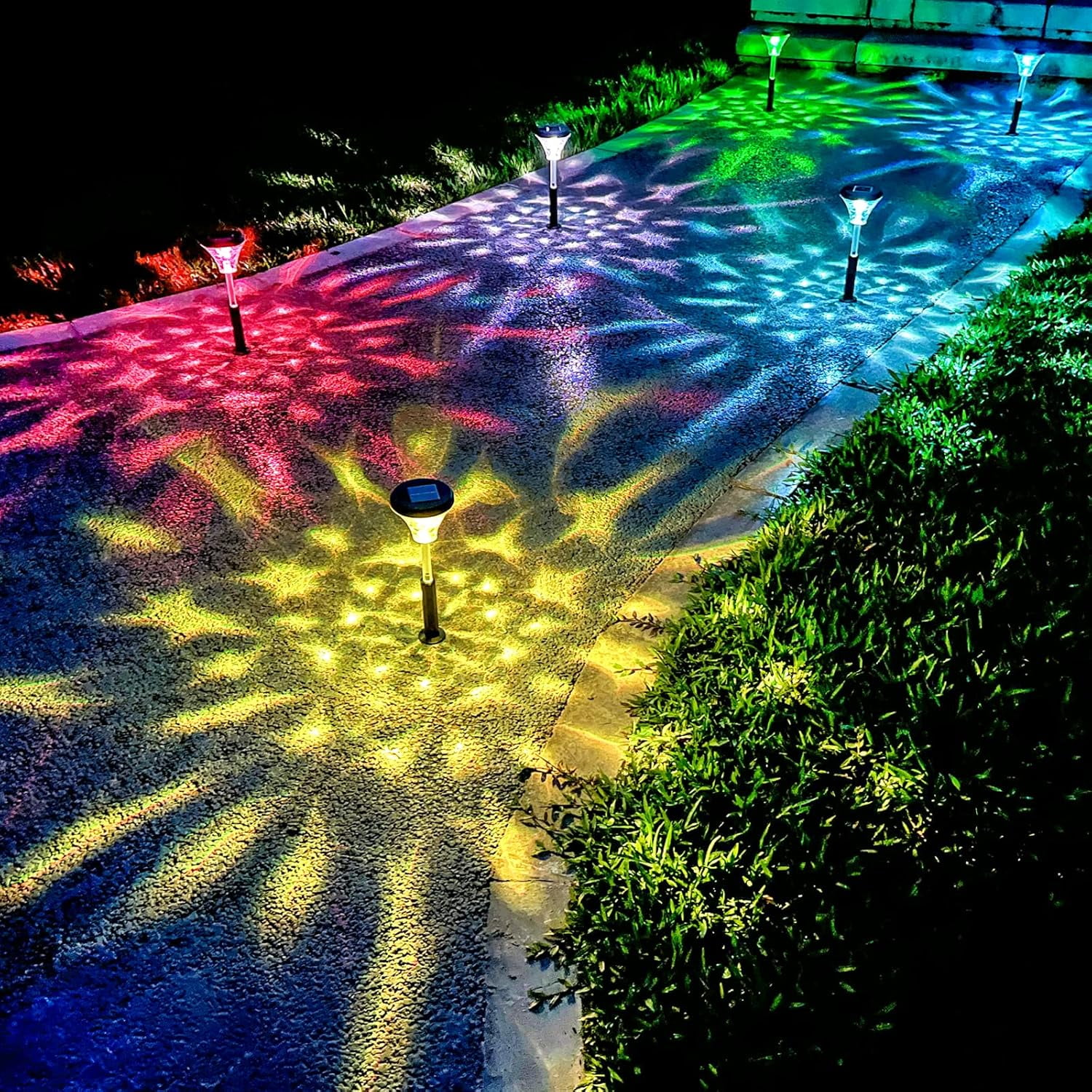 Solar Pathway Lights 6 Pack, Color Changing Bright Garden Solar Lights ...