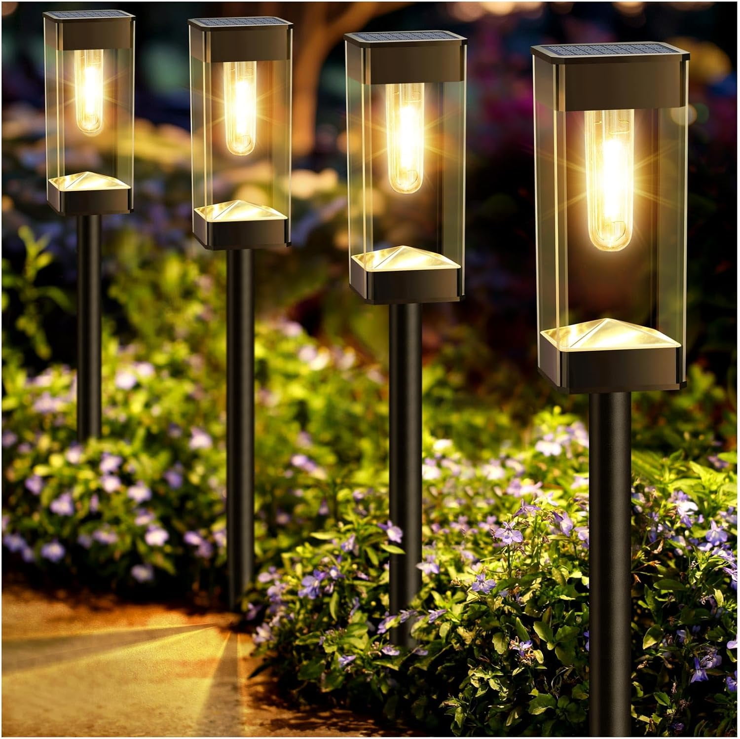 Solar Pathway Lights 8 Pack LED Waterproof Solar Outdoor Lights ...