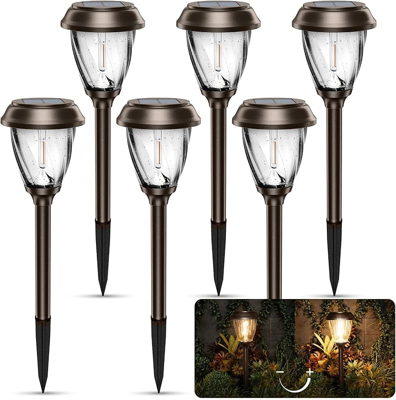 Solar Pathway Lights Outdoor, 10/25 LM in 2 Lighting Modes, Glass ...