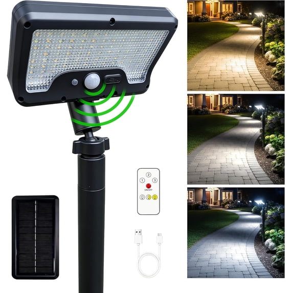 Solar Pathway Lights Outdoor, 3 Modes Motion Sensor Path Light Warm ...