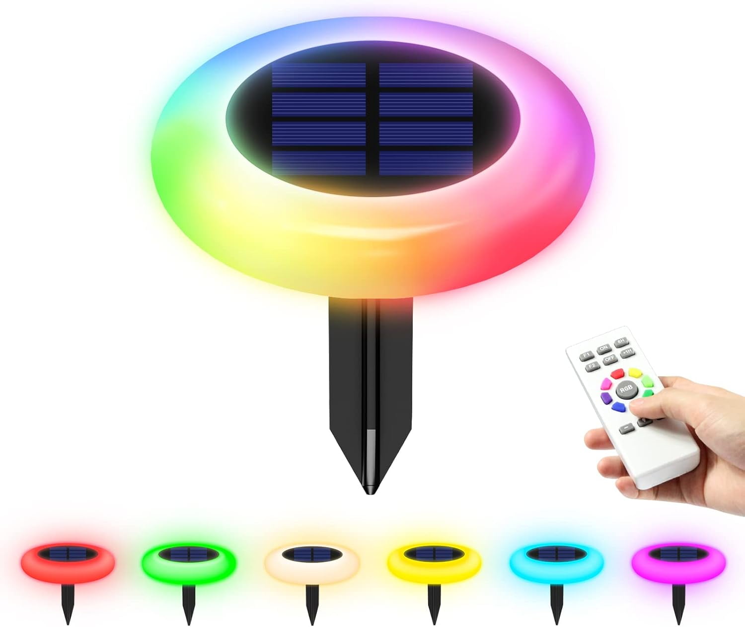 Solar Pathway Lights Outdoor, 6 Pack 9 Color Changing with Remote ...