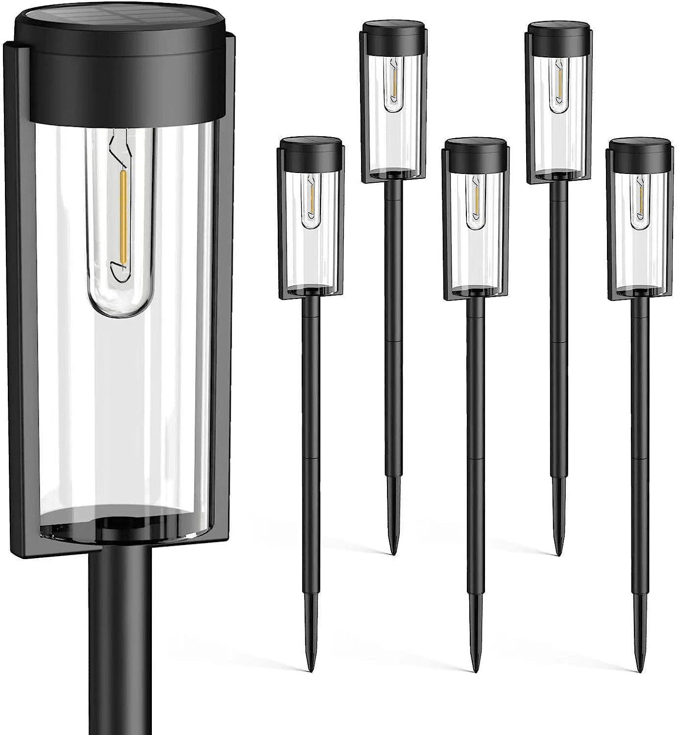Solar Pathway Lights Outdoor 6 Pack, Upgraded Super Bright Up to 12 Hrs ...