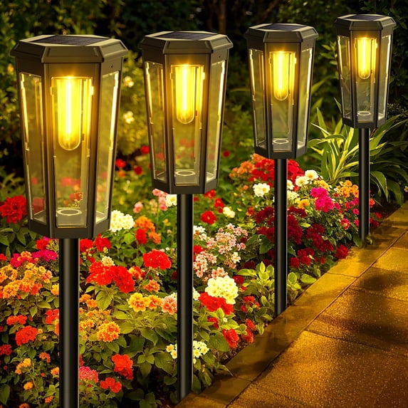 Solar Pathway Lights Outdoor - 6 Solar Garden Lights Driveway Light ...