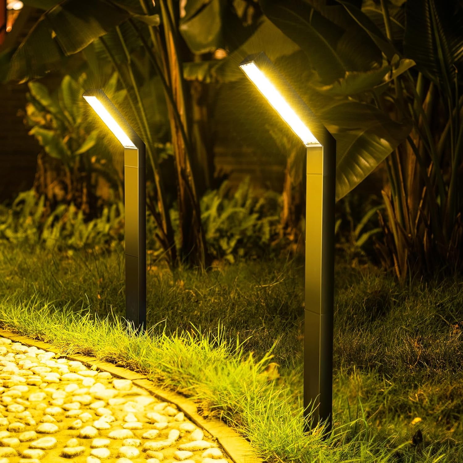 Solar Pathway Lights Outdoor, Aluminum Solar Yard Outdoor Lights with 3 ...