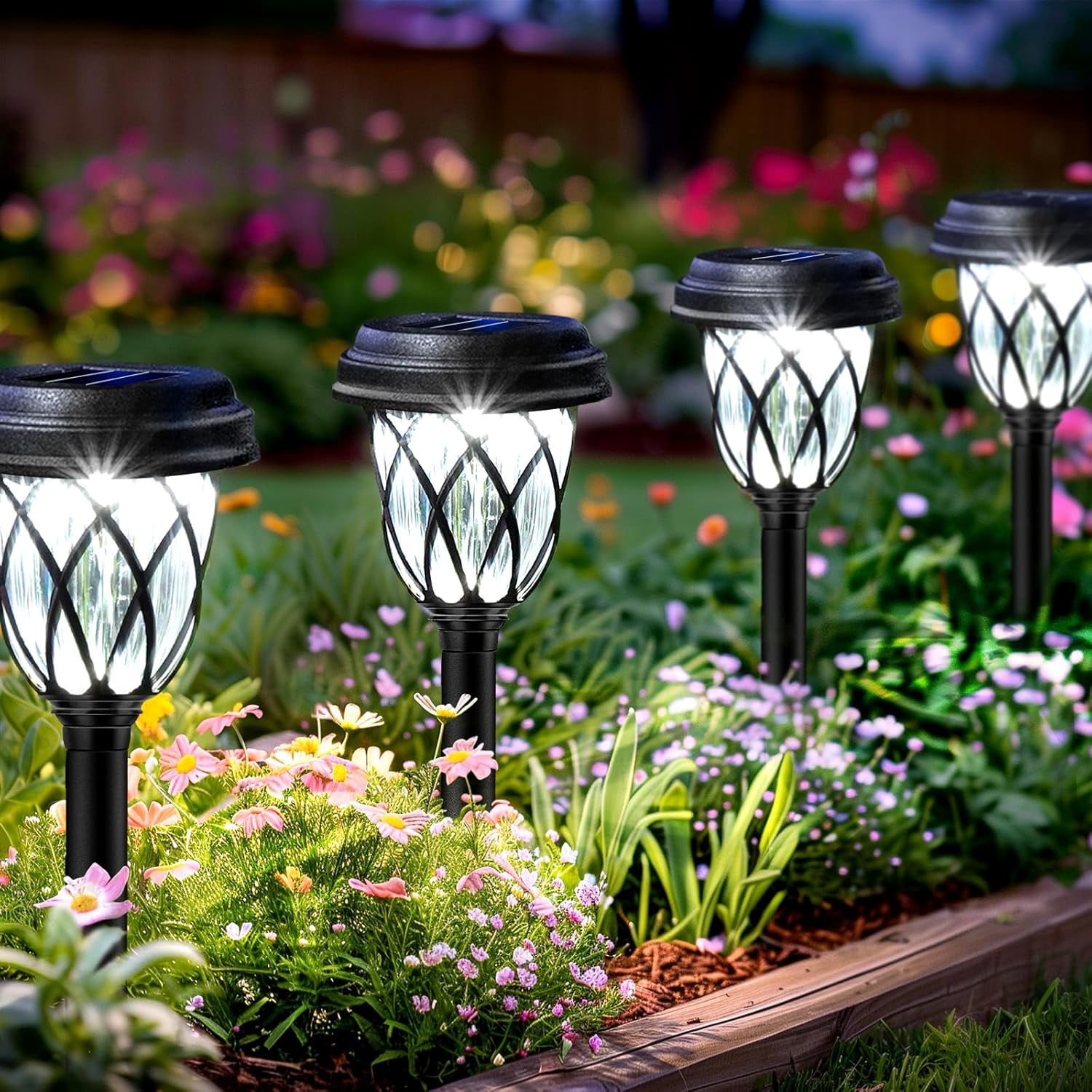 Solar Pathway Lights Outdoor: Garden Stake Light Waterproof for Yard ...