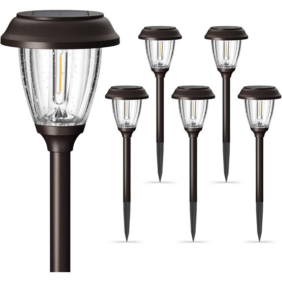 Solar Pathway Lights Outdoor, Glass & Stainless Garden Lights with 2 ...